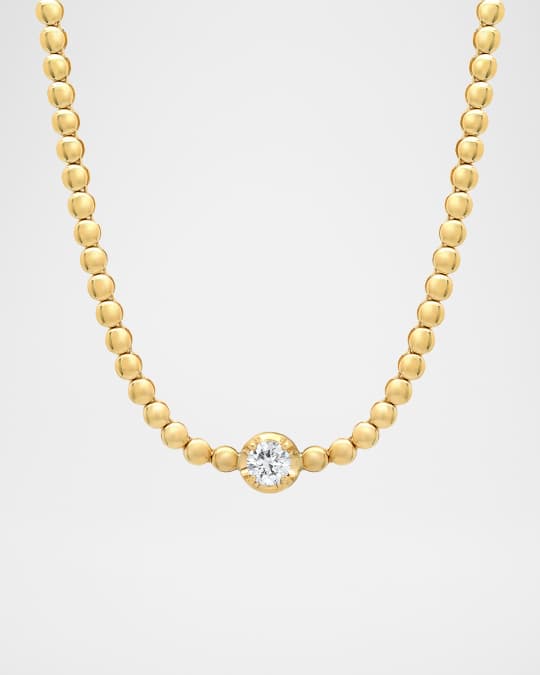 Jennifer Meyer 18K Yellow Gold Mini Bezel Tennis Necklace with Illusion ...