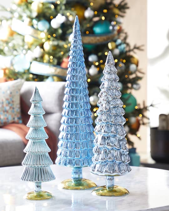 Cody Foster & Co Large Winter Blue Hue Trees, Set of 3 | Neiman Marcus