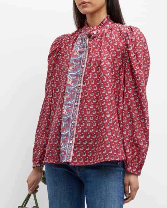 Alix of Bohemia Annabel Red Currant Button-Front Shirt | Neiman Marcus