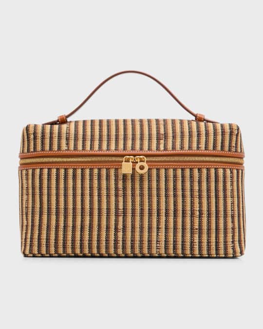 Loro Piana Extra Pocket L27 Tess Dijon Striped Pouch | Neiman Marcus