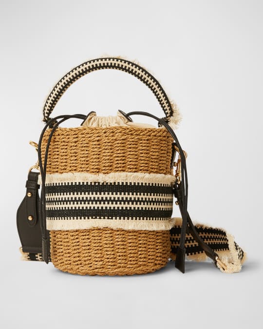 BTB Los Angeles Elle Mini Straw Bucket Bag | Neiman Marcus