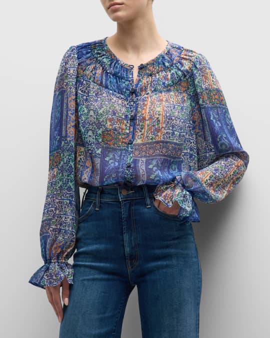 Ramy Brook Ariel Long-Sleeve Button-Front Blouse | Neiman Marcus