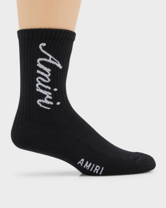 Amiri Men's Logo Script Crew Socks | Neiman Marcus