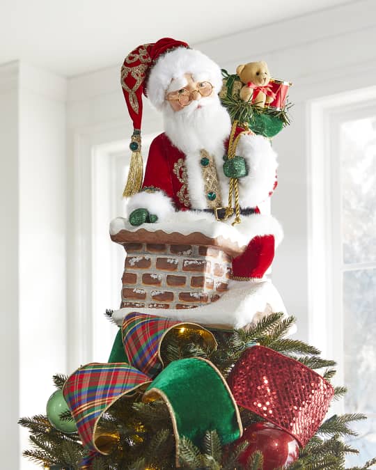 Katherine's Collection Climbing Chimney Santa Tree Topper | Neiman Marcus