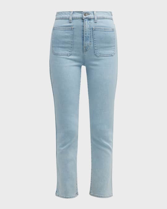 Veronica Beard Carly Kick-Flare Patch Pocket Ankle Jeans | Neiman Marcus
