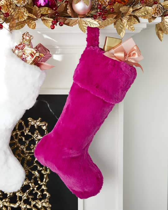 D. Stevens Faux Fur Christmas Stocking, Pink | Neiman Marcus