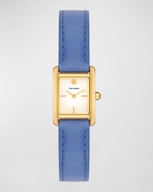 Tory Burch The Eleanor Mini Two-Hand Blue Leather Watch | Neiman Marcus