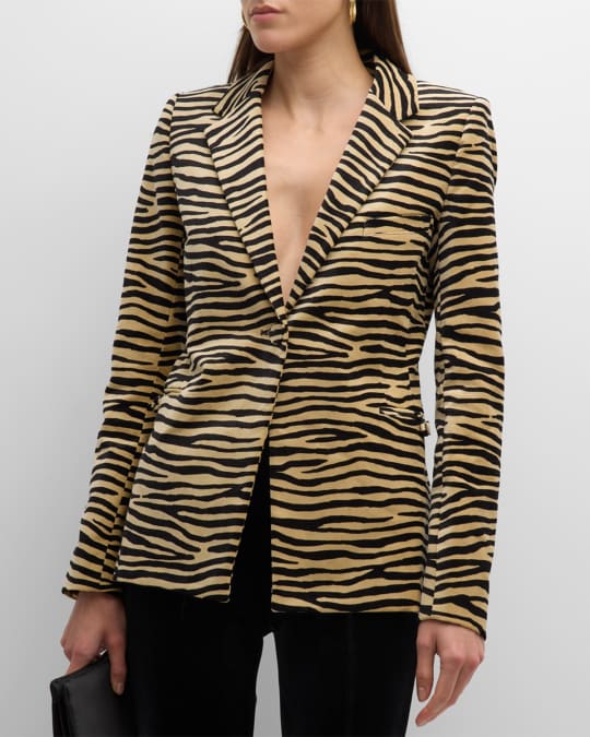 Rabanne Tiger Stripe-Print Tailored Blazer | Neiman Marcus