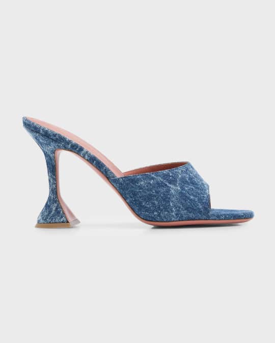 Amina Muaddi Lupita Denim Mule Sandals | Neiman Marcus