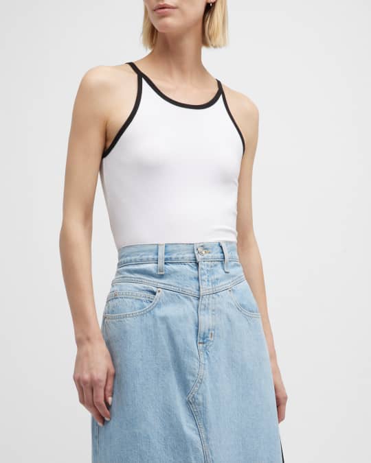 ATM Anthony Thomas Melillo Modal Rib Contrast-Trim Tank Top | Neiman Marcus