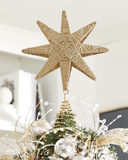 Coton Colors Gold Beaded Star Christmas Tree Topper | Neiman Marcus