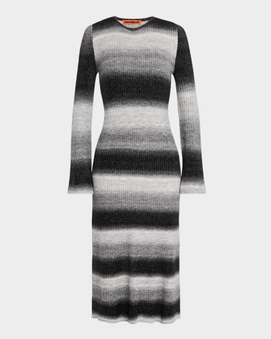 SIMONMILLER Axon Stripe Long-Sleeve Midi Sweater Dress | Neiman Marcus