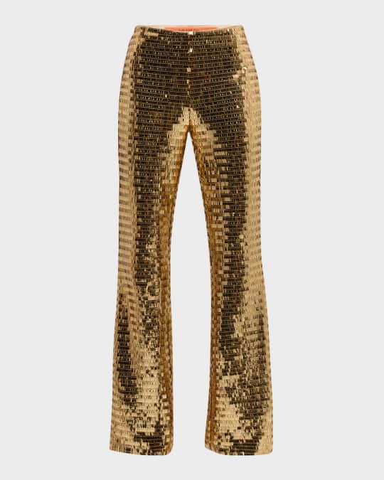 SIMONMILLER Robo Sequined High-Rise Wide-Leg Pants | Neiman Marcus