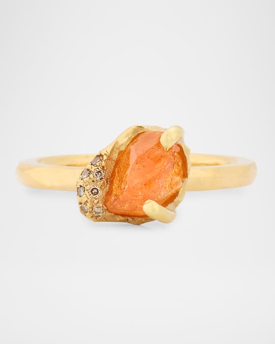 Debra Navarro Gee 18K Yellow Gold Orange Garnet Ring with Diamonds ...