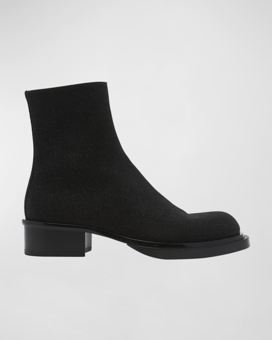 McQueen Men's Cuban Stack Glitter Leather Ankle Boots | Neiman Marcus
