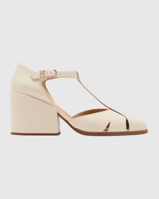 Gabriela Hearst Hawes Leather T-Strap Pumps | Neiman Marcus