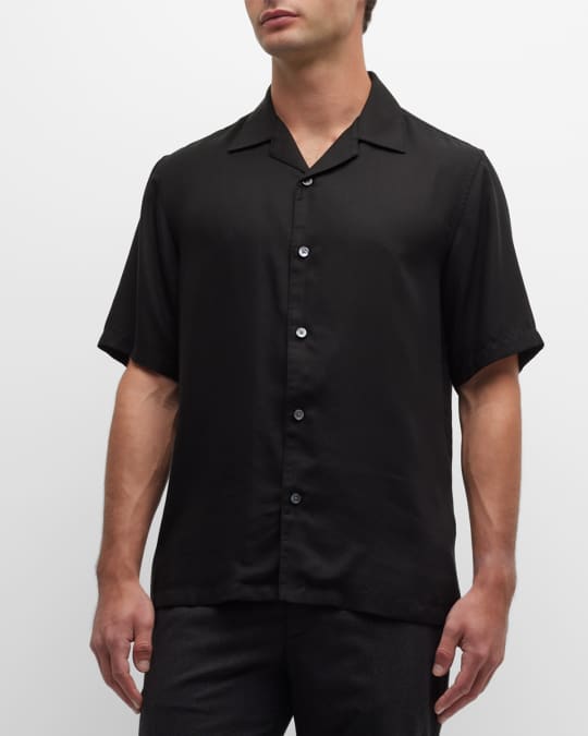 Theory Men's Noll Tencel Twill Camp-Collar Shirt | Neiman Marcus