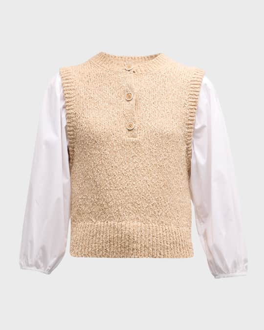 Veronica Beard Shawnet Mixed-Media Pullover | Neiman Marcus