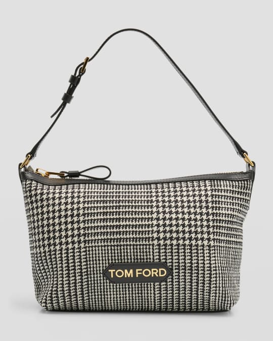 TOM FORD Label Medium Pouch in Prince Of Wales Wool | Neiman Marcus
