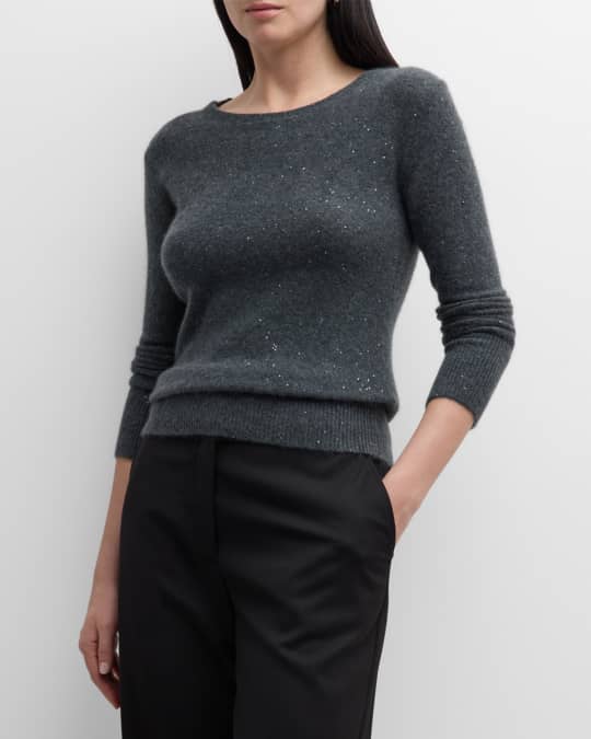 FABIANA FILIPPI Sequin-Embellished Crewneck Sweater | Neiman Marcus