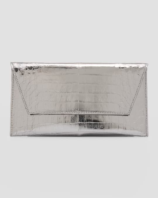 Maria Oliver Belen Metallic Crocodile Clutch Bag | Neiman Marcus