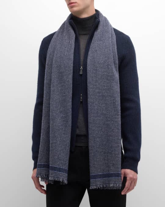 Neiman Marcus Men's Cashmere Houndstooth Scarf | Neiman Marcus