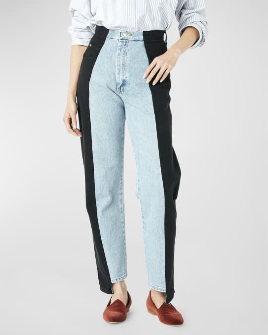 E.L.V Denim Boyfriend Paneled Two-Tone Jeans | Neiman Marcus