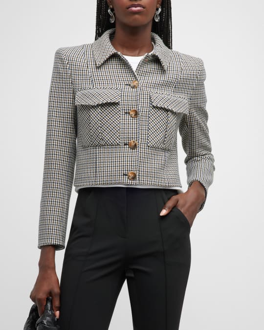 Veronica Beard Fulham Houndstooth Cropped Jacket | Neiman Marcus