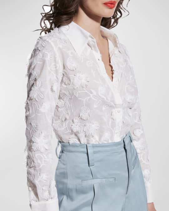 AS by DF Arabella Floral-Embroidered Blouse | Neiman Marcus