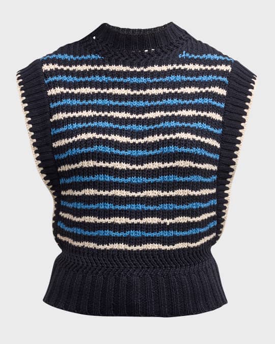 Veronica Beard Tarina Stripe Mock-Neck Sweater Vest | Neiman Marcus