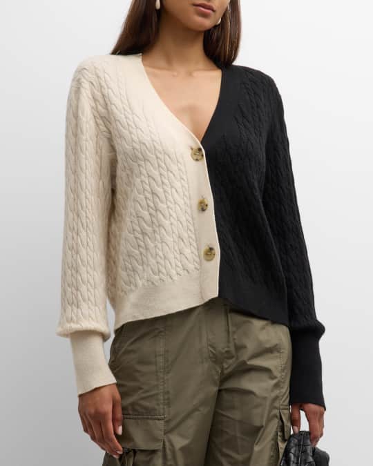 Happy Sheep Colorblock Cable-Knit Cardigan | Neiman Marcus