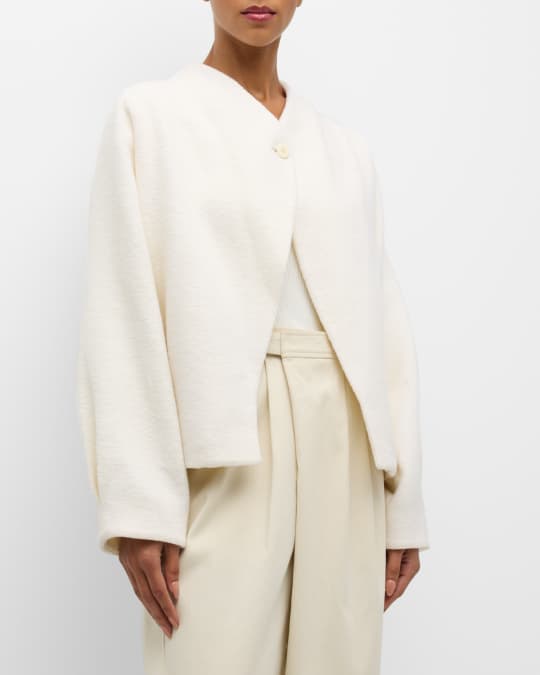 LE17SEPTEMBRE Oblique Line One-Button Wool Jacket | Neiman Marcus