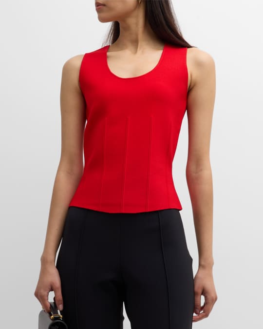 Adam Lippes Compact Jacquard Corset Tank Top | Neiman Marcus