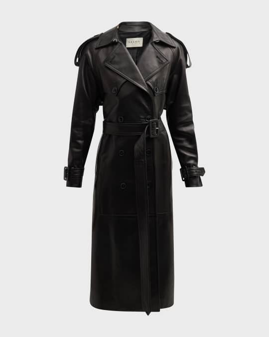 Salon 1884 Filippa Belted Leather Long Trench Coat | Neiman Marcus