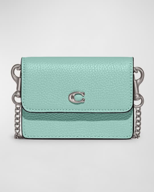 Coach Polished Leather Card Holder with Chain | Neiman Marcus