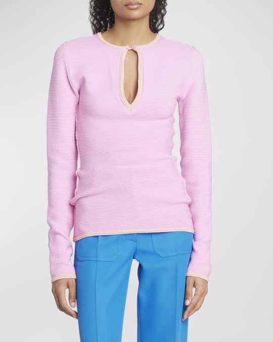 Victoria Beckham Long-Sleeve Keyhole Top | Neiman Marcus