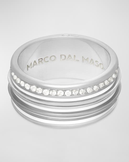 Marco Dal Maso Acies Wide Band Ring with White Diamonds and Enamel | Neiman Marcus