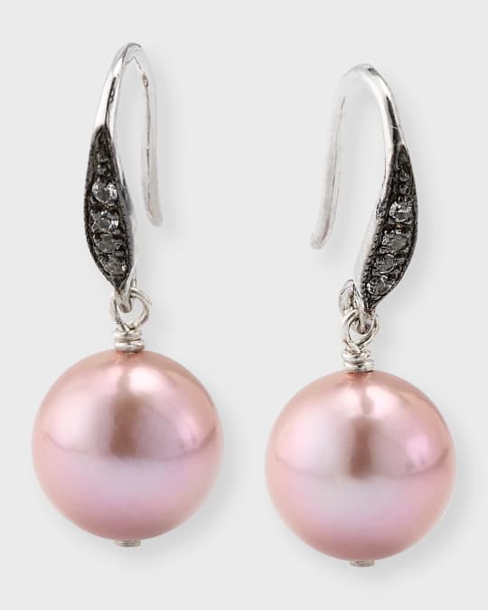 Margo Morrison Pink Edison Freshwater Pearl Drop Earrings with White ...