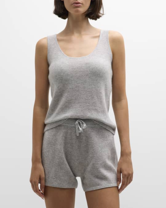 Neiman Marcus Cashmere Collection Cashmere Cropped Waffle-Stitch Tank ...