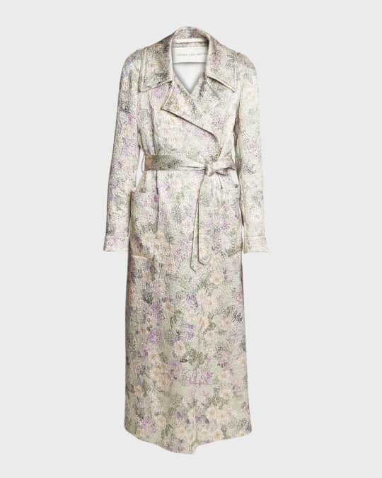 Dries Van Noten Rolana Floral Textured Belted Coat | Neiman Marcus