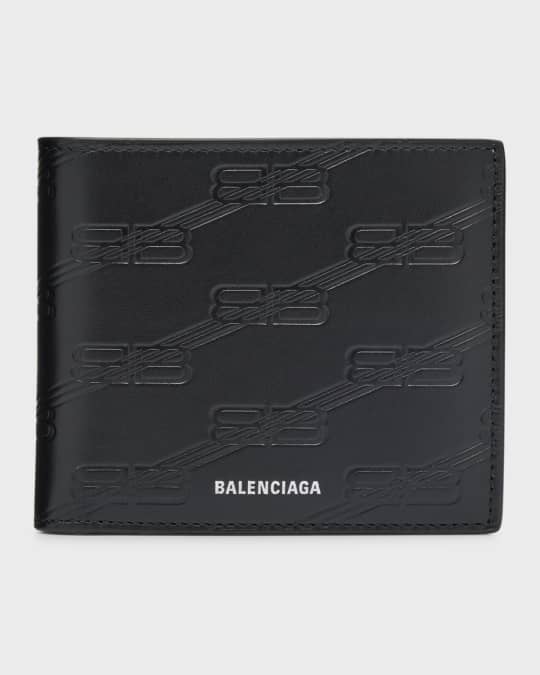 Balenciaga Men's BB Monogram Embossed Leather Billfold Wallet | Neiman ...