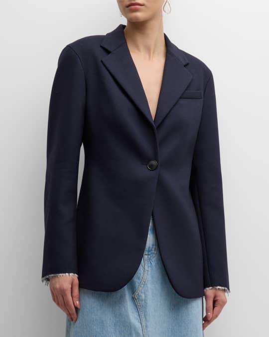 Tory Burch Single-Button Cinched Wool Blazer | Neiman Marcus