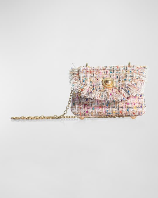 Kooreloo The Lalo Mini Fringe Tweed Shoulder Bag | Neiman Marcus