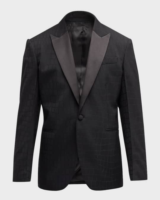 Versace Men's Crocodile Jacquard Tuxedo Jacket | Neiman Marcus