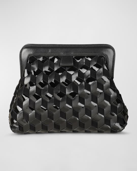 Rafe Fernanda Woven Leather Frame Clutch Bag | Neiman Marcus