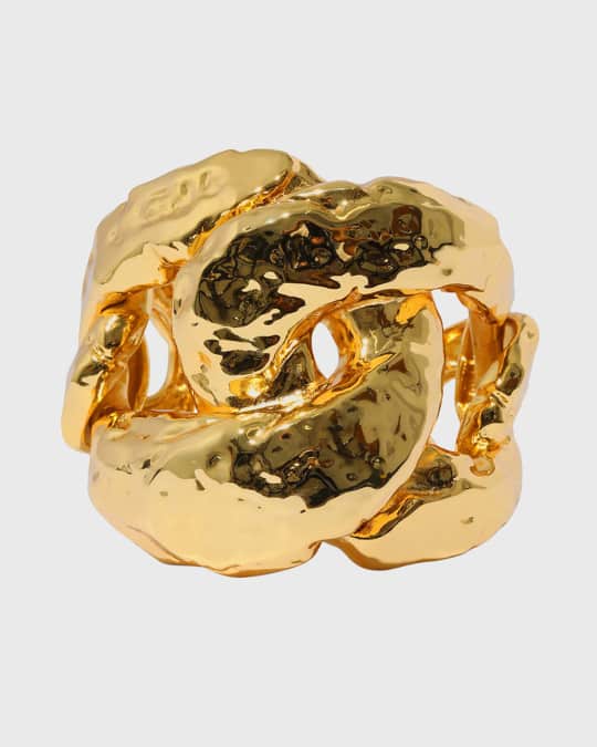 Alexis Bittar Brut Gold Large Curb Link Cuff Bracelet | Neiman Marcus