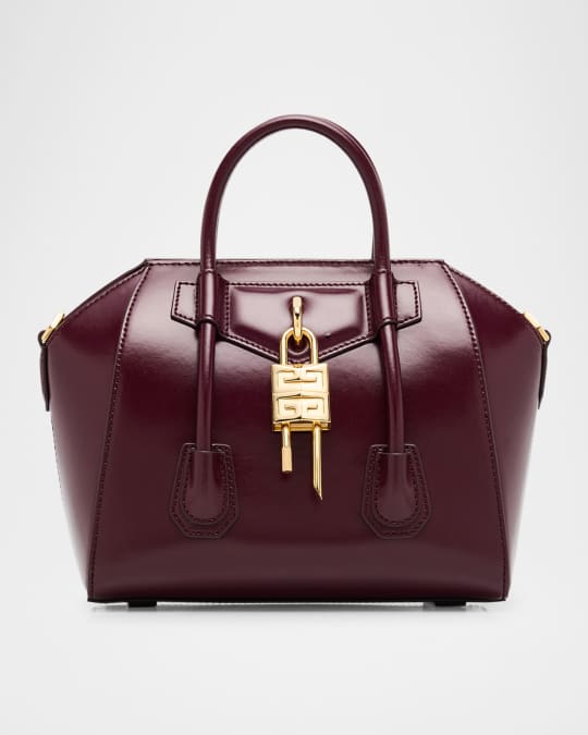 Givenchy Antigona Lock Mini Top Handle Bag in Box Leather | Neiman Marcus