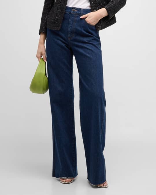 Veronica Beard Taylor High Rise Wide-Leg Jeans | Neiman Marcus