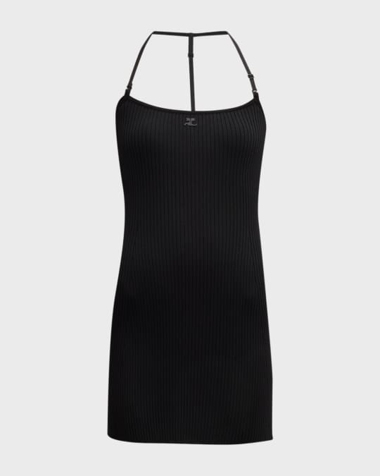 Courreges Strappy Halter Rib Knit Mini Dress | Neiman Marcus