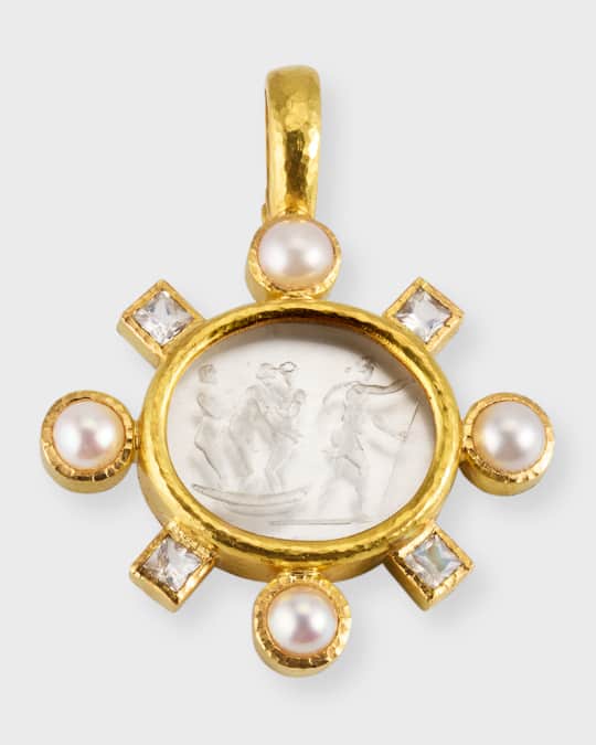Elizabeth Locke 19K Goddess on Boat Pendant with Pearls and Moonstones ...